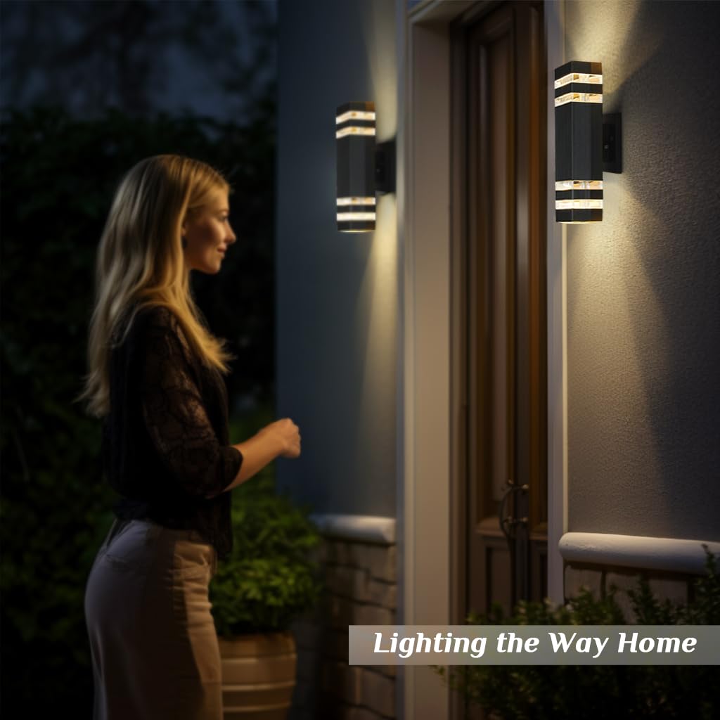 SHIMR Dusk to Dawn Porch Lights 2 Pack, Outdoor Wall Sconce with GU10 ...