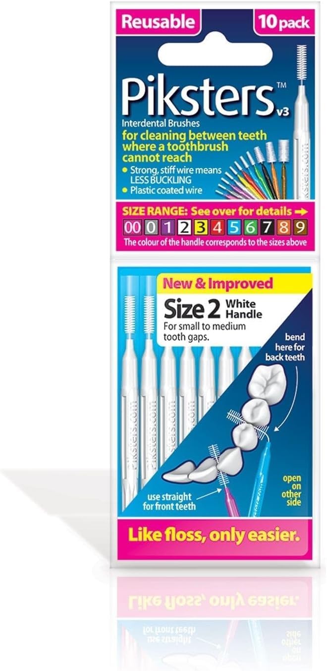 Piksters Interdental Brushes, Size 2, White Handle : Amazon.co.uk ...