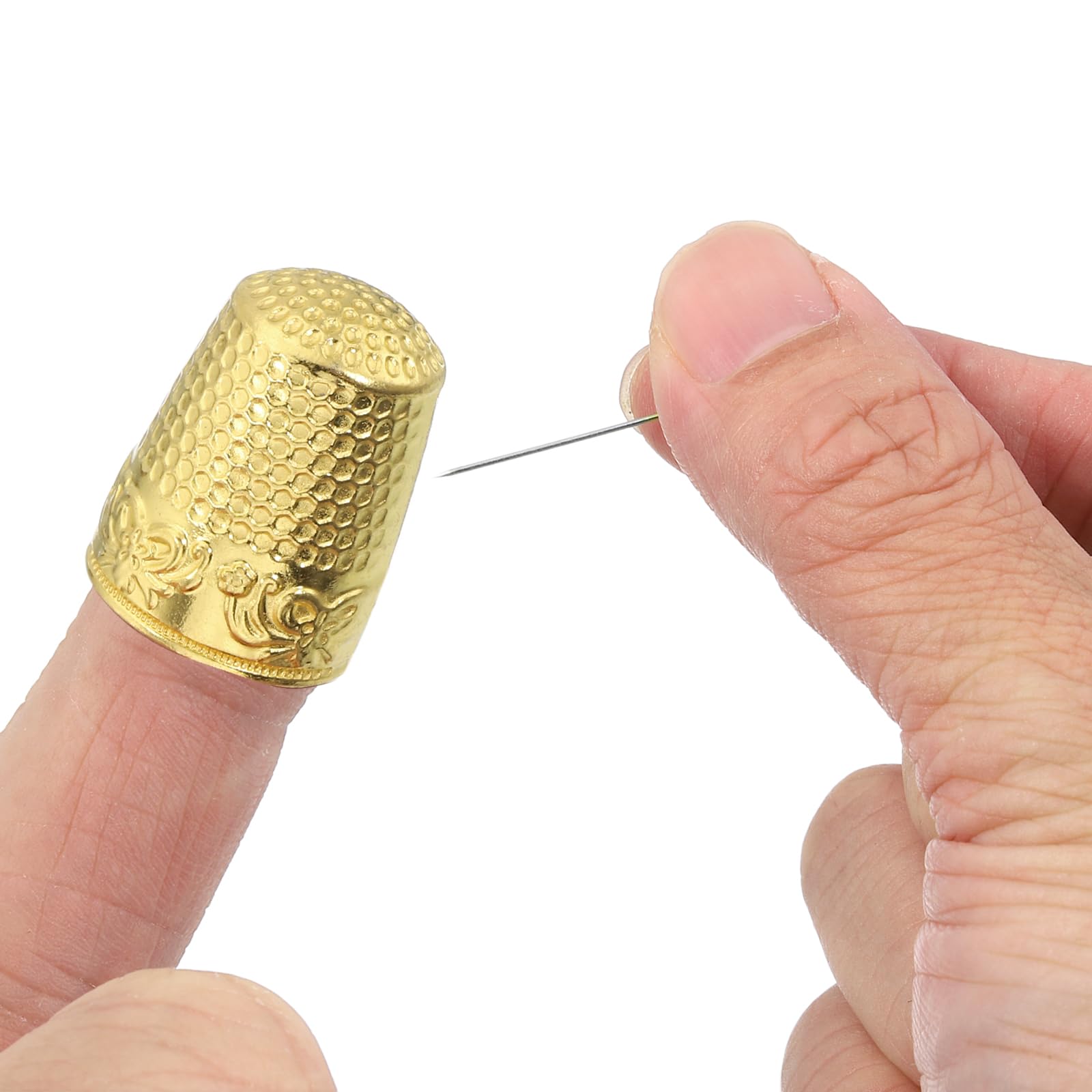 Leather Thimble 4-Pack Metal Sewing Thimbles - Copper Finger Protectors ...