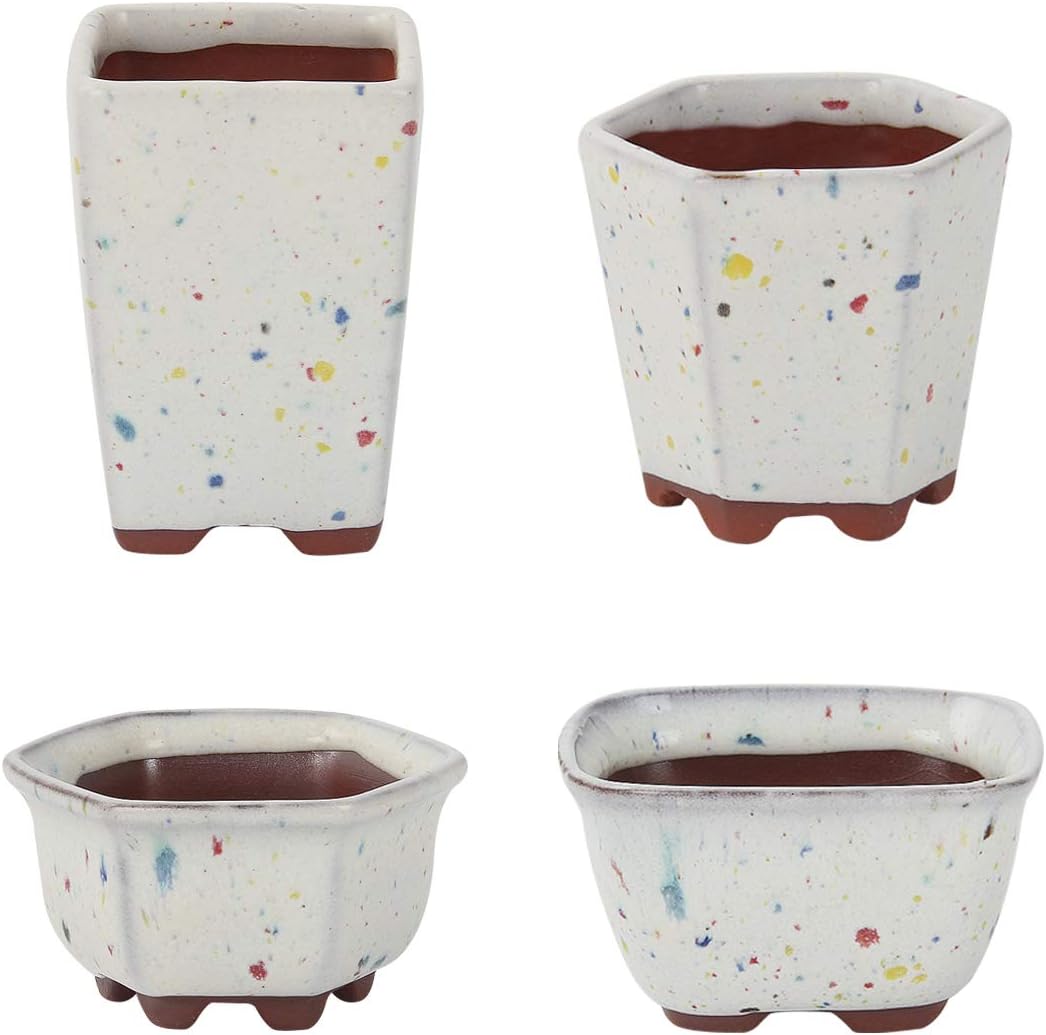 Amazon.com: Happy Bonsai 4 pc Mini Glazed Pots Value Set : Patio, Lawn ...