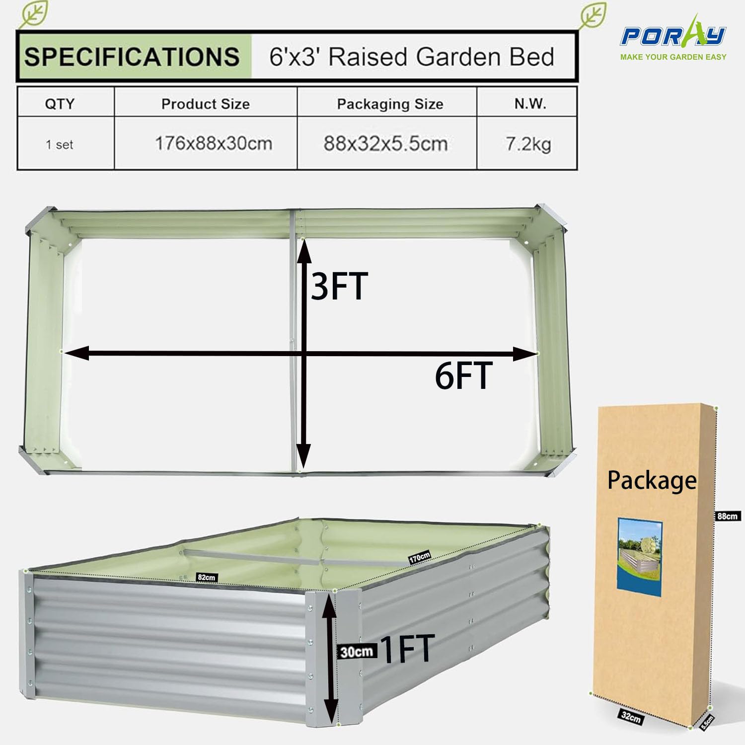 Snapklik.com : Porayhut 6x3 Raised Garden Bed Kit Easy Set-up Planter ...