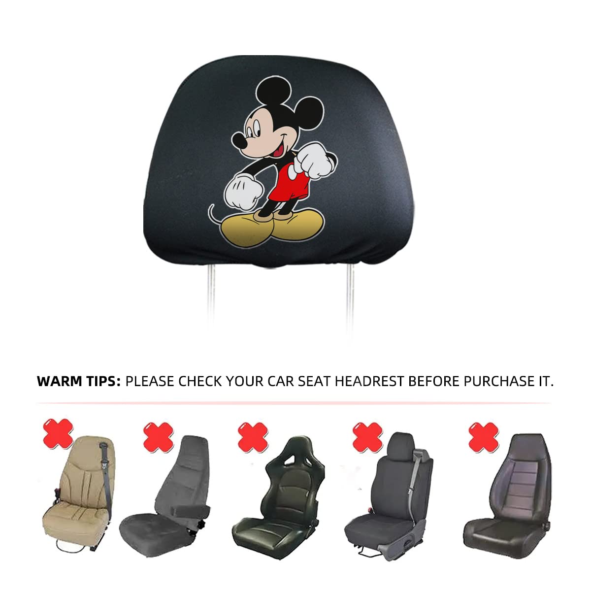 Cartoon Car Headrest Covers With Logo Custom Car Seat Headrest Covers ...