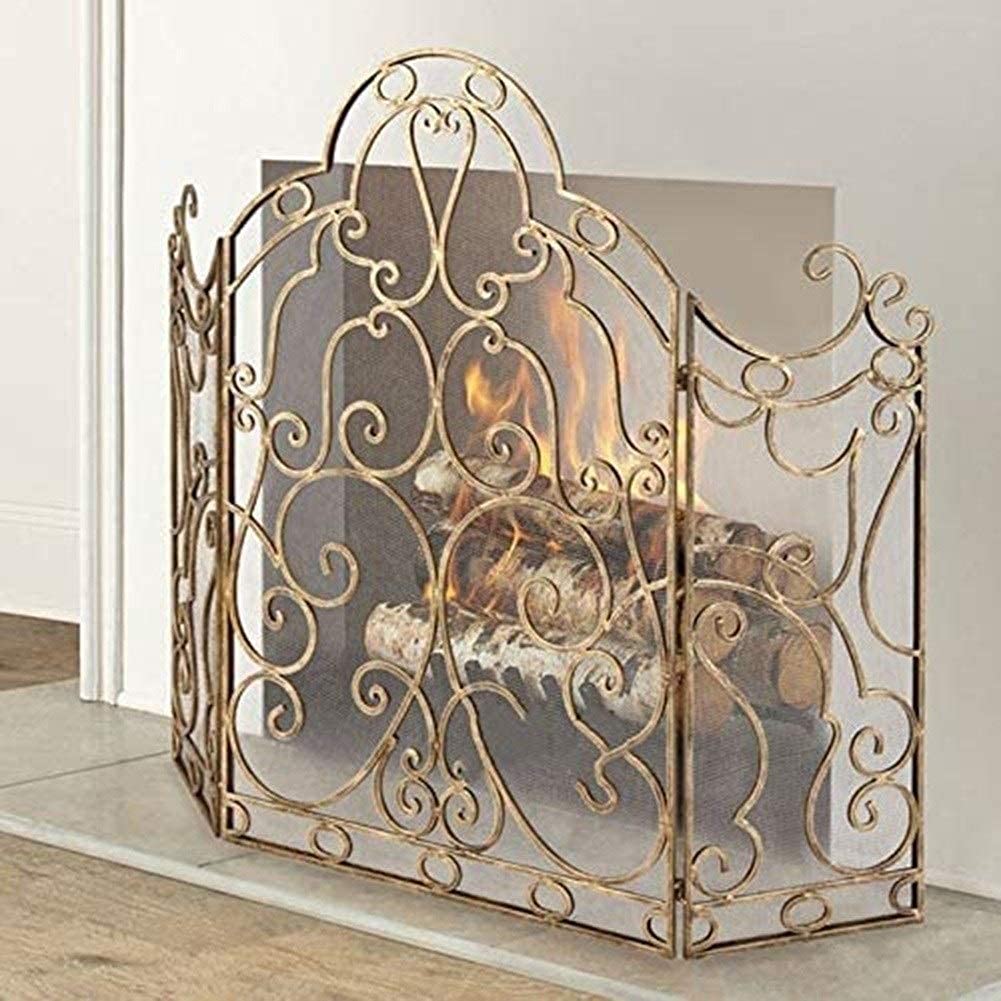 Buy Fireplace Screen Partition with Net, Fireproof Decor Frame Living ...