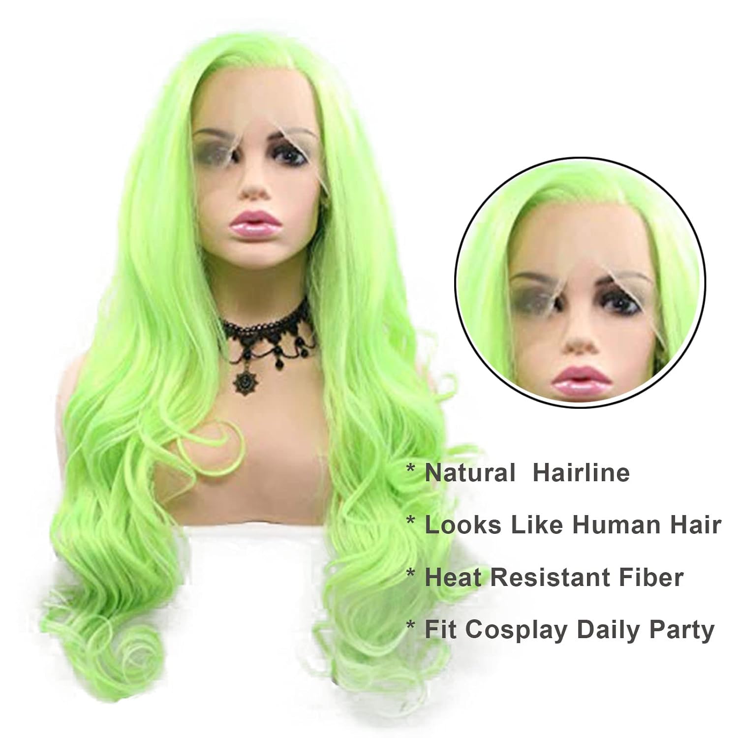 AFBeauty Peluca verde neón con encaje frontal verde pastel para mujer ...