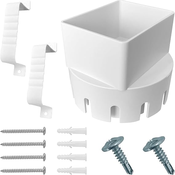 Amazon.com: DLBEEM Gutter Downspout Adapter to Drain Pipe with Straps ...