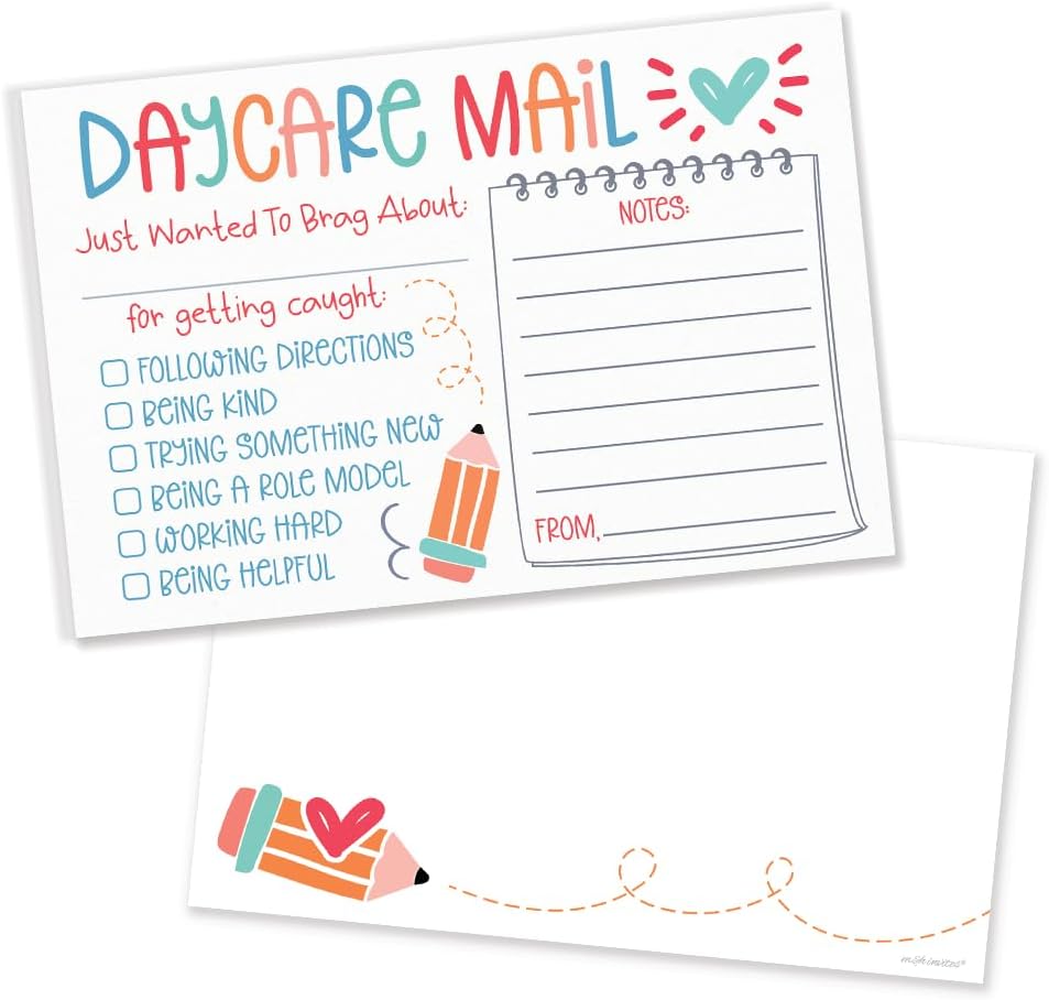Amazon.com : m&h invites Daycare Mail - Brag Card Teacher Notes Home To ...