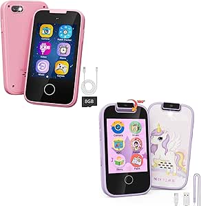 Amazon.com: Pink Kids Smart Phone Toys Dual Camera and Purple Phone ...