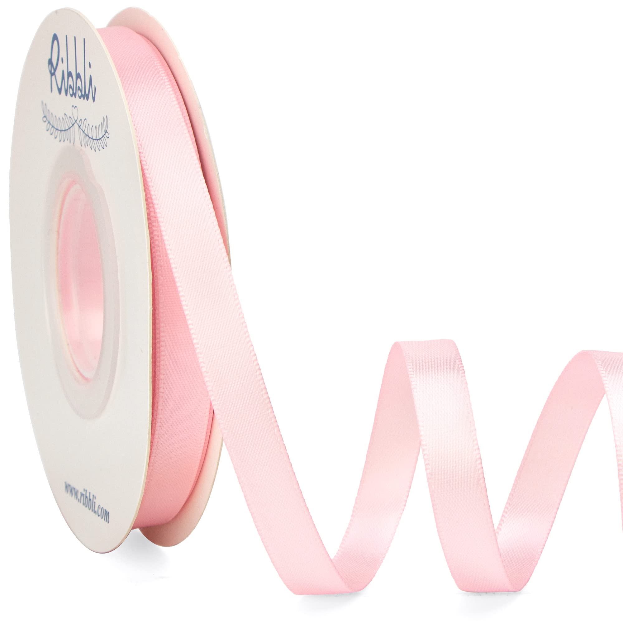 Amazon.com: Ribbli Double Faced Light Pink Satin Ribbon,3/8” x ...