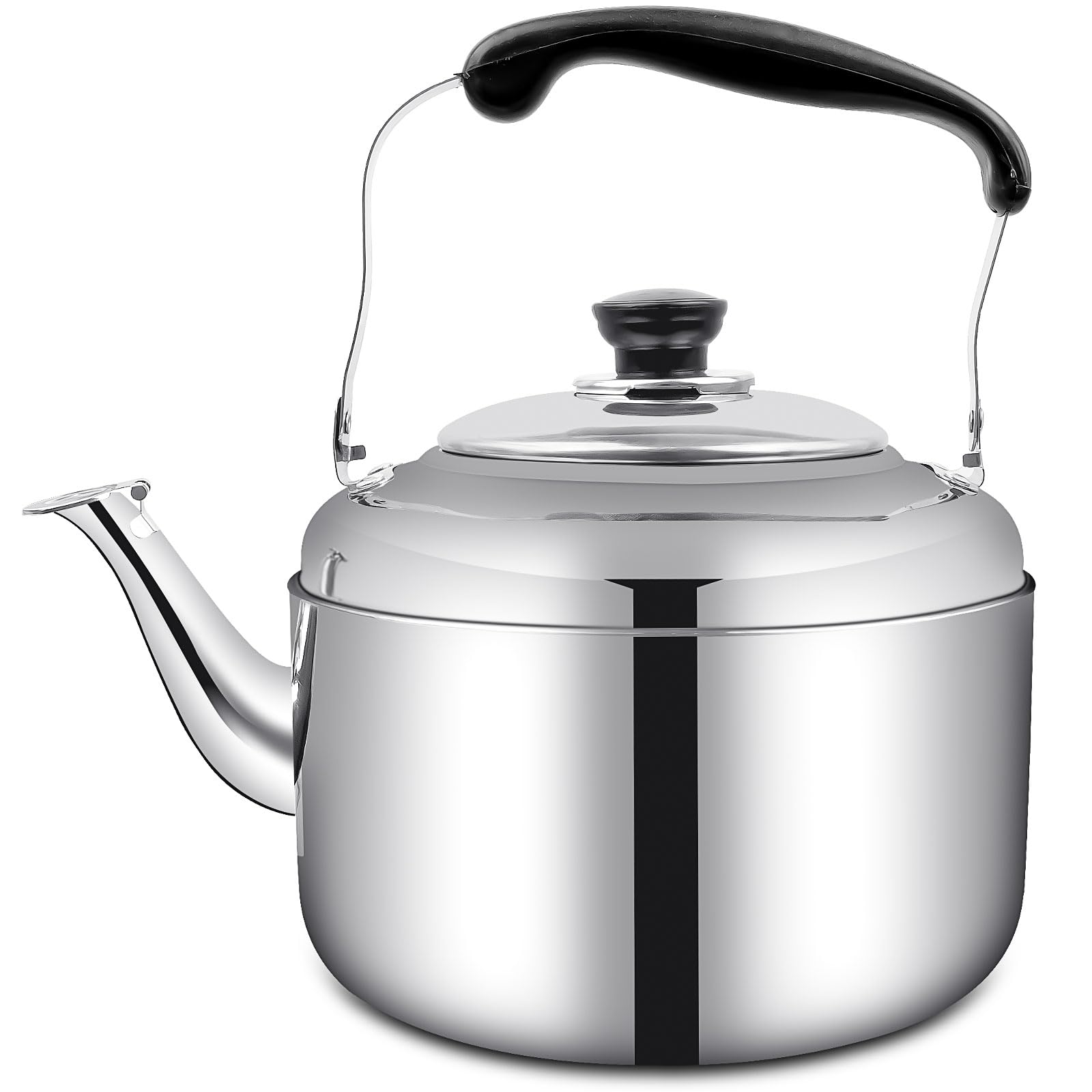 4 Quart/4L Stovetop Kettle, Stainless Steel Whistling Tea Kettle with ...