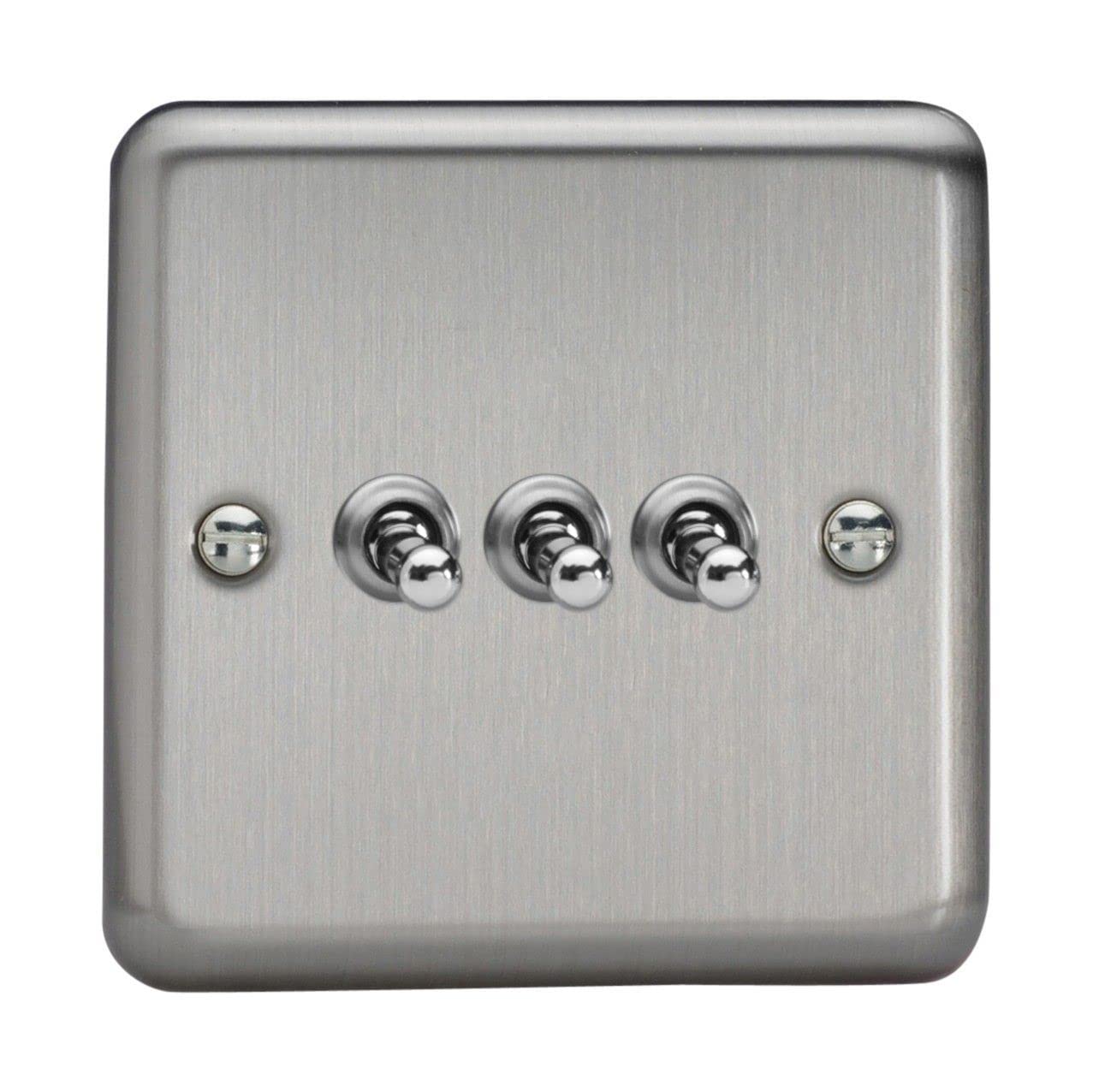 Varilight 3-Gang 10A 1- or 2-Way Toggle Light Switch Matt Chrome XST3 ...