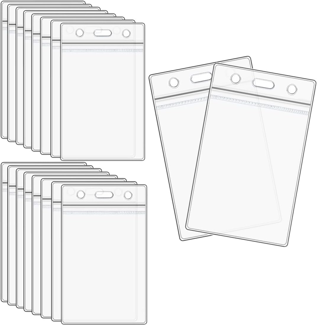 FZENeast Lot de 100 porte-badges verticaux en plastique transparent ...