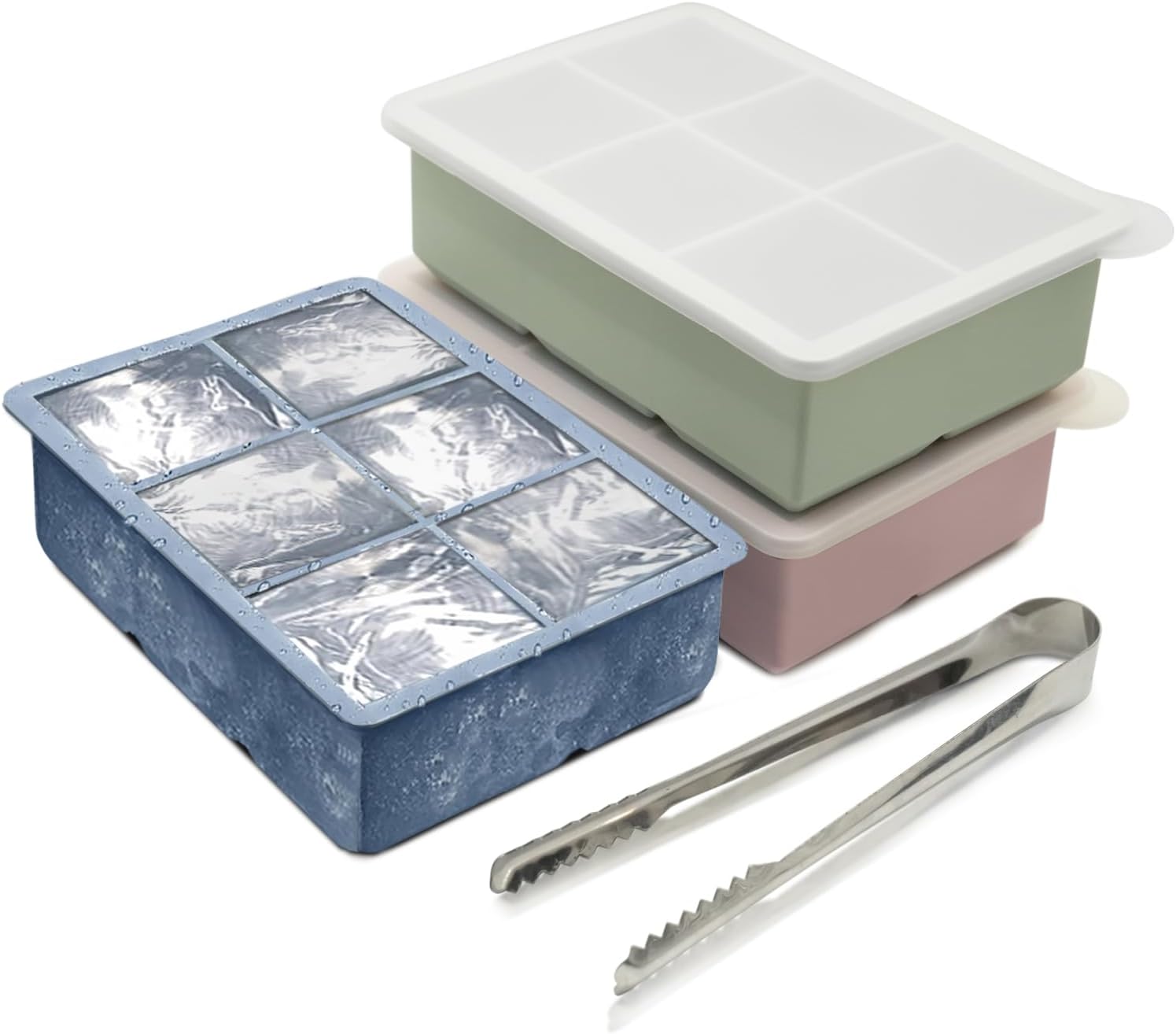 Amazon.com: Ice Cube Trays for Freezer 3-Pack - Large Silicone Ice Cube ...