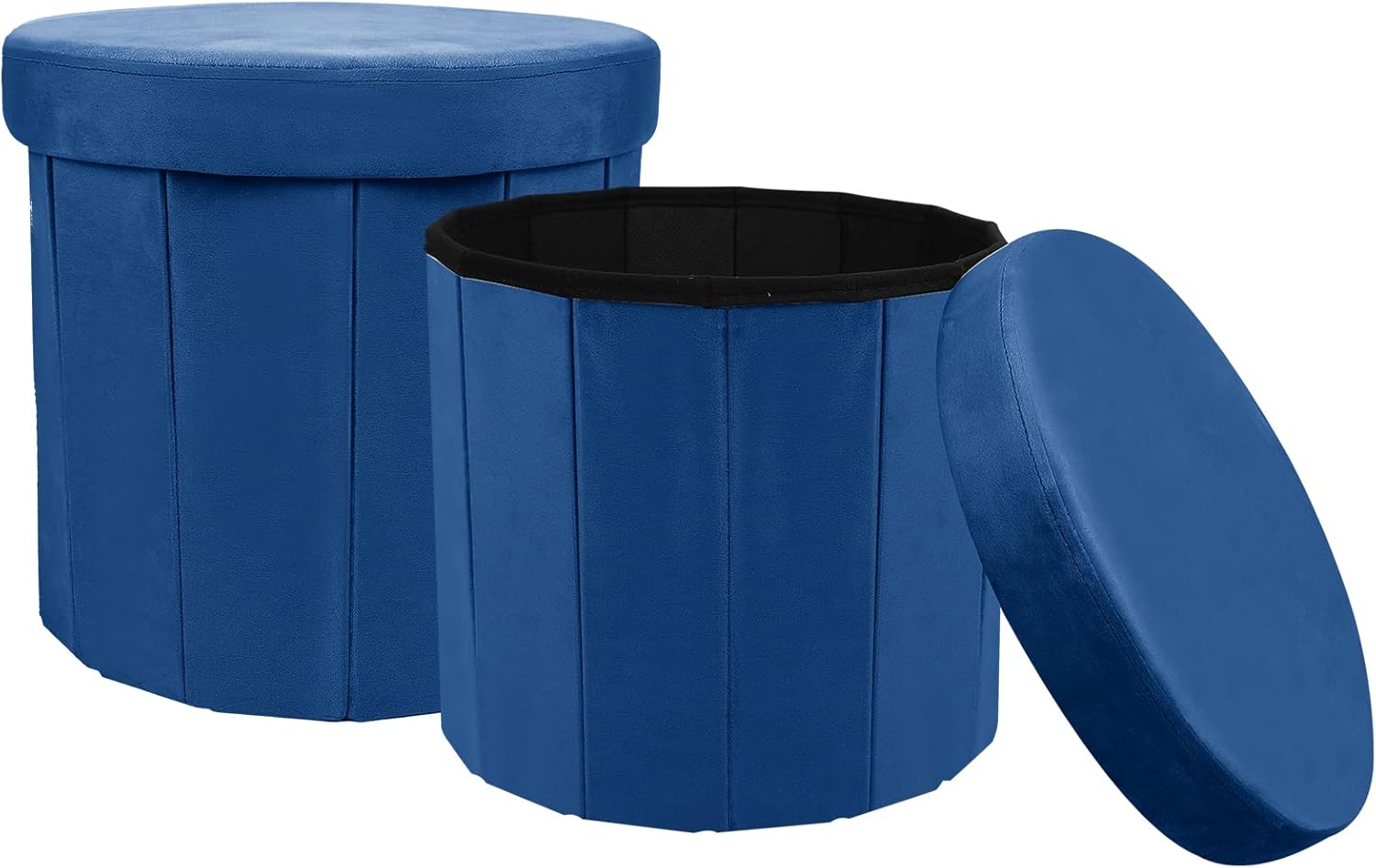 Amazon.com: NO MORE TAG 2Pcs Round Folding Storage Ottoman, 15 Inches ...