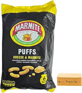 Marmite Cheese Puffs, 6 Pack Multipack Snacks, Vegetarian Cheesy ...