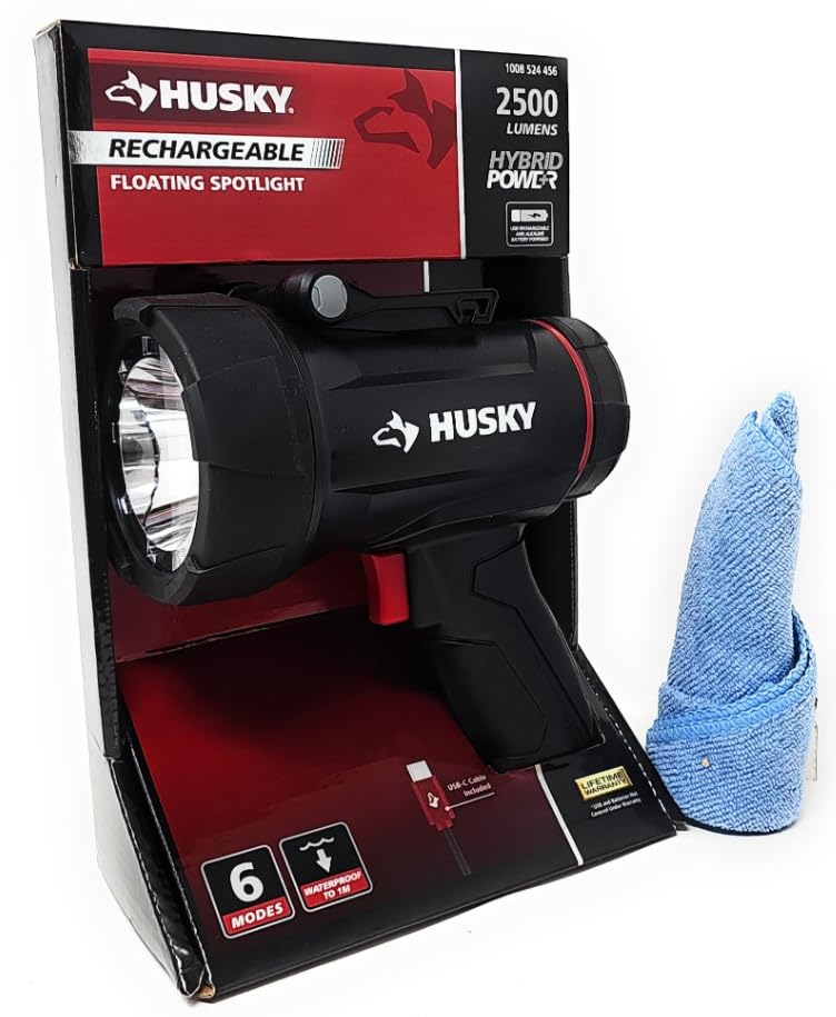 Husky Rechargeable Floating Spotlight 2500 Lumens and Tesadorz ...