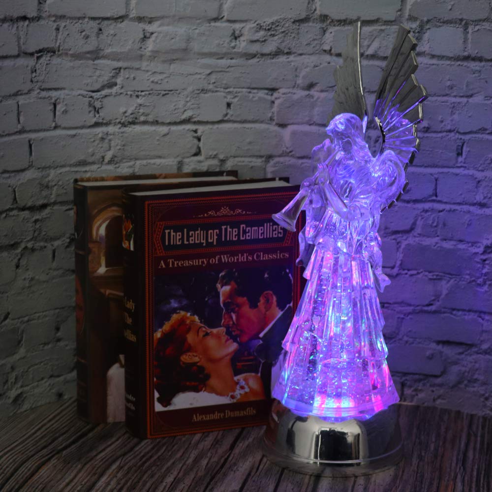 Eldnacele 14" Christmas Angel Globe Water Glittering Angel Figurine ...