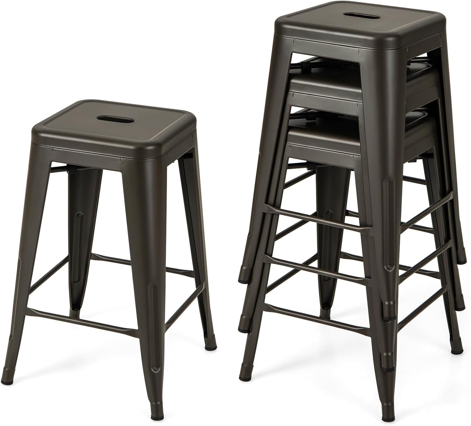 Amazon.com: Giantex Metal Backless Bar Stools Set of 4, 24" Industrial ...