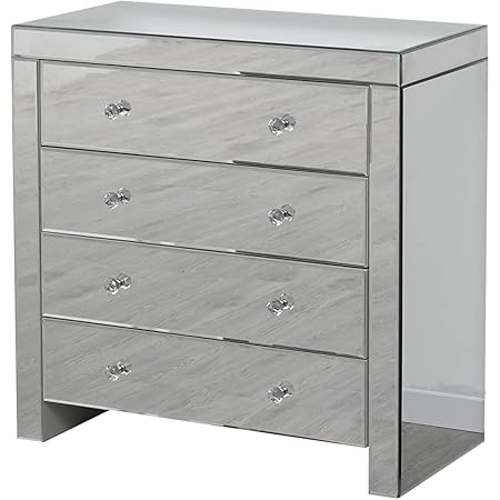 Kingwudo® Mirrored Glass Chest of 4 Drawers with Crystal Handles ...