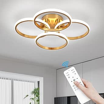 CANEOE Modern Ceiling Light Fixture, Gold Dimmable Flush Mount Ceiling ...