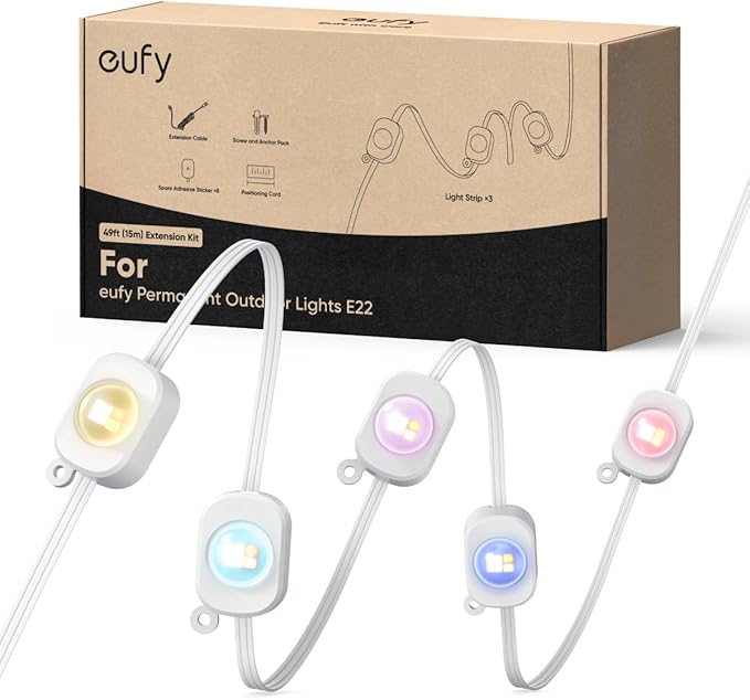 eufy Permanent Outdoor Lights 50ft Extension Add-On Kit for E22 with 30 ...