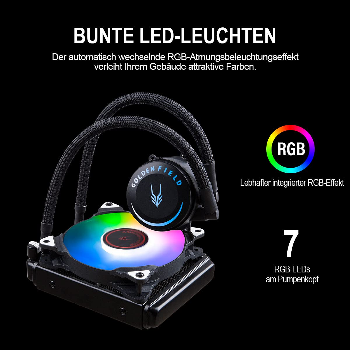 GOLDEN FIELD SF120 RGB All-in-One Liquid CPU Cooler With 120mm Radiator ...