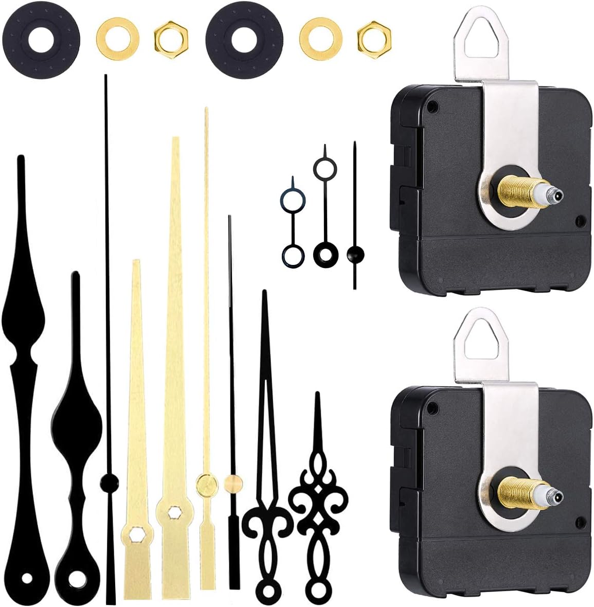 2 Pieces High Torque Long Shaft Clock Movement Mechanism with 4 sets of ...