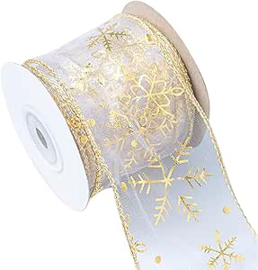 Amazon.com: UUYYEO 2.5 Inch Wide Christmas Wired Ribbon Glitter ...