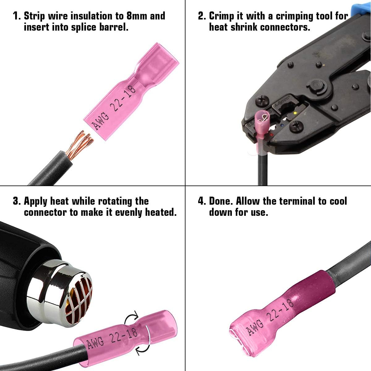 Snapklik.com : 220pcs Wire Spade Connectors, Heat Shrink Female Male ...