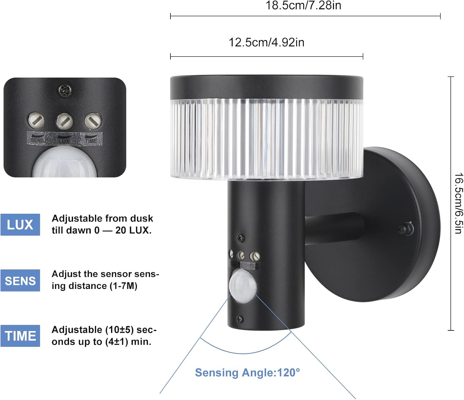 Outdoor Wall Light with PIR Sensor Stainless Steel, LED Wall Lamp with ...