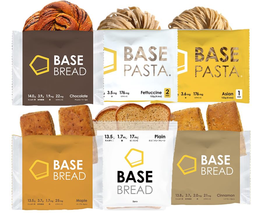 BASE BREADセットミニ食パン プレーン チョコレート シナモン メープル カレー 各2袋 完全栄養食 | basefood 食パン 栄養 置き換え ダイエット 食 品 低 糖質 オフ ...