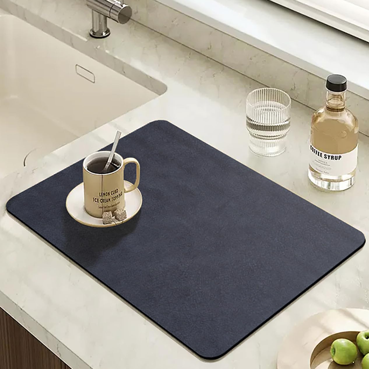 Dish Drying Mat for Kitchen Counter Abosrbent Draining Mat Non-Slip ...
