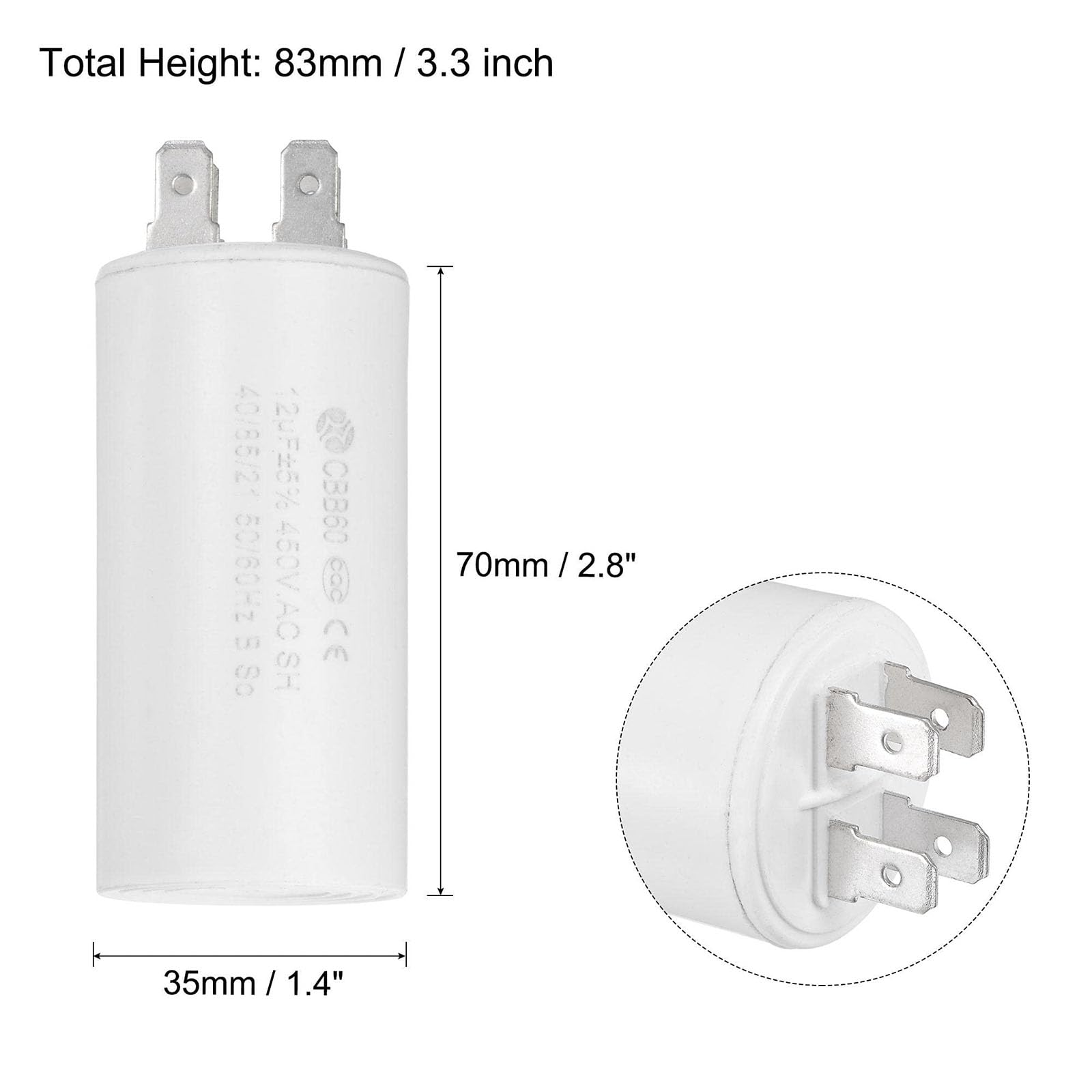 14uF 450V Capacitor Uxcell CBB60 Run Capacitor 14uF 450V AC - 70x35mm ...