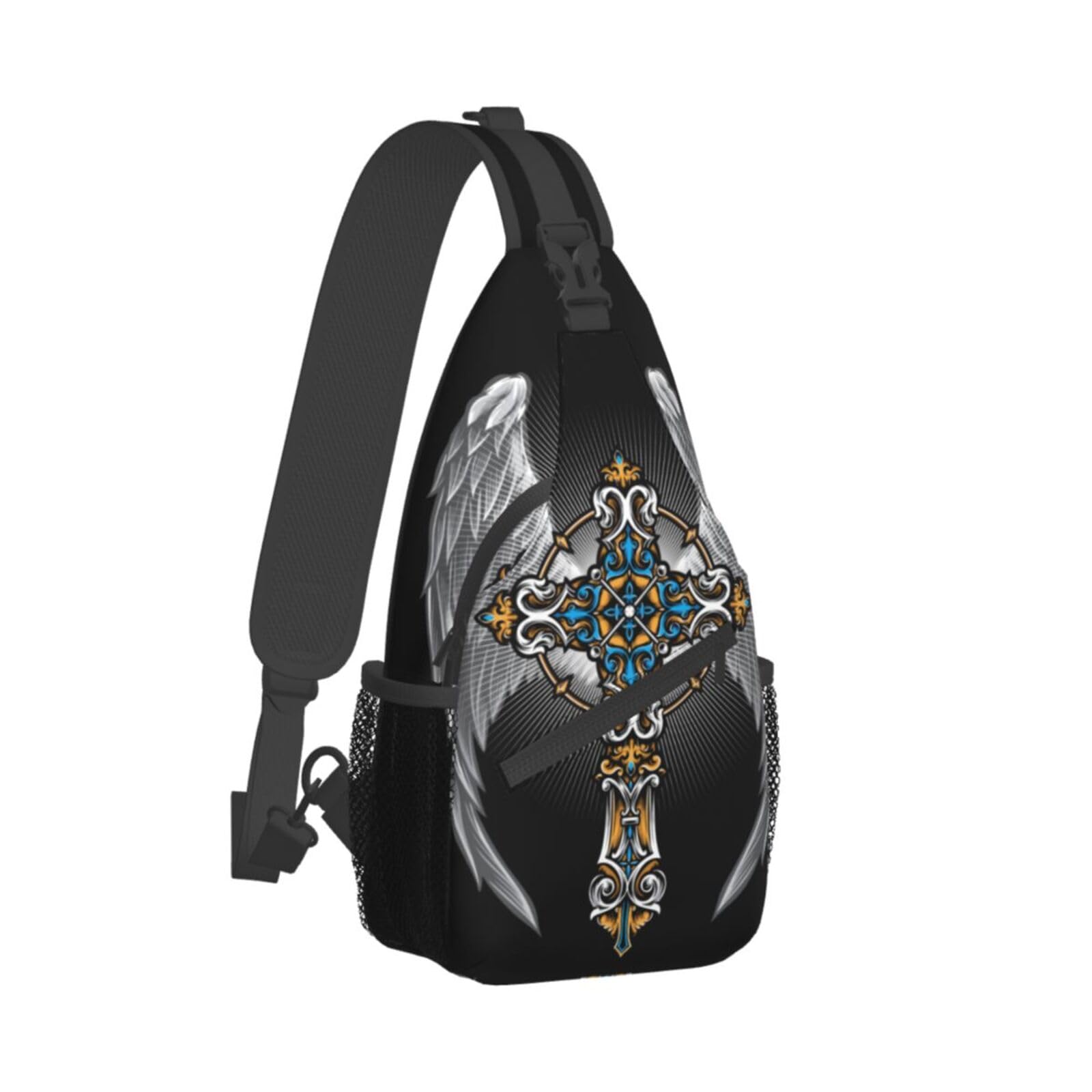 Amazon.com | Qceqkul Angel Wings and Cross Sling Bag Women Men ...