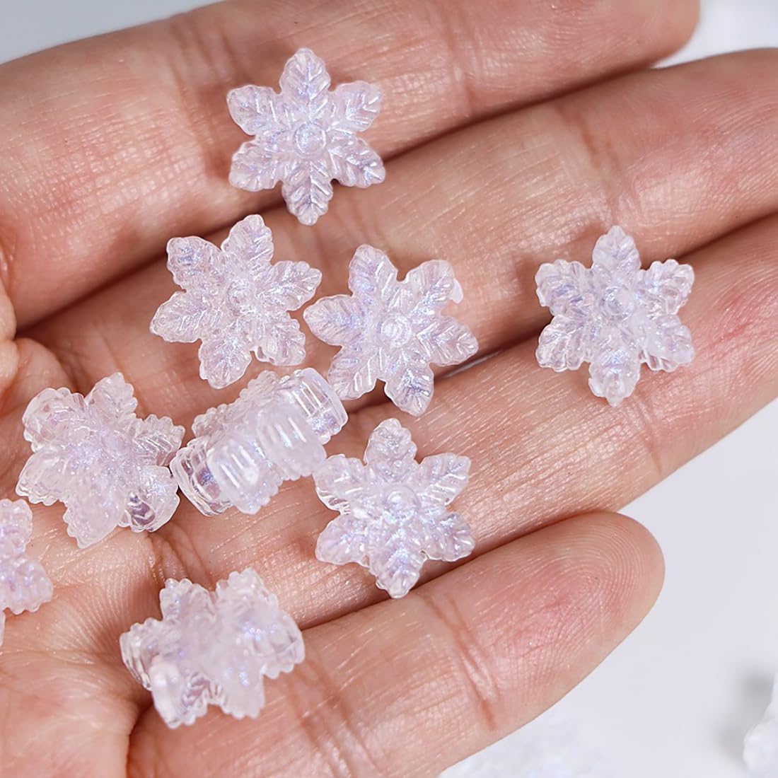 Amazon.com: 60pcs Snowflake Crystal Beads Bulk Snowflake Spacer Beads ...