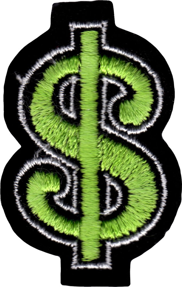 Amazon.com: Dollar Bill Sign - $ - Embroidered Iron On or Sew On Patch ...