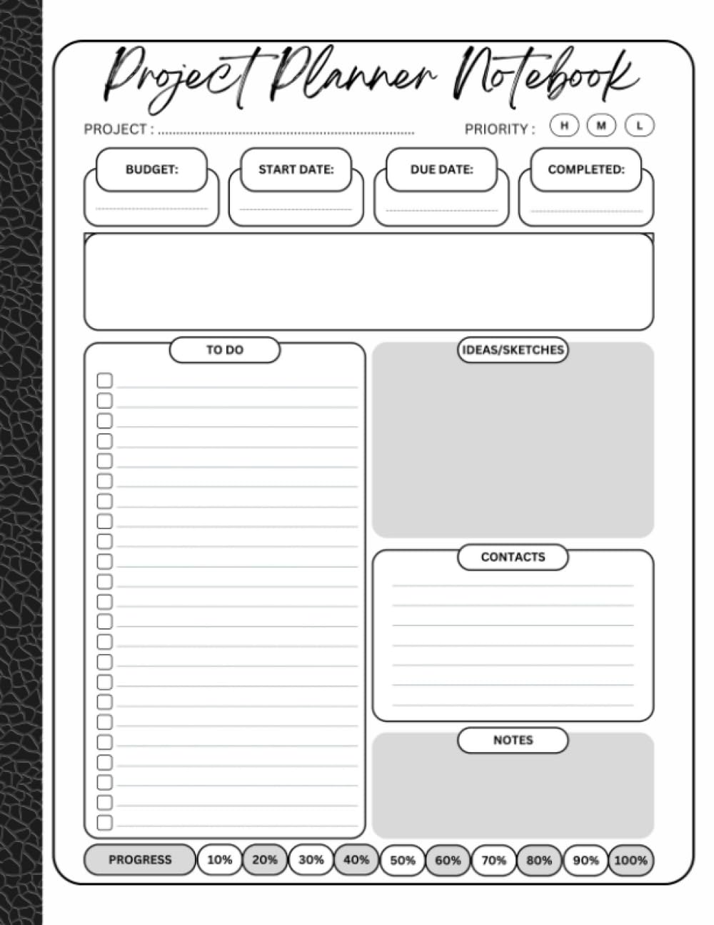 Project Plan Notebook: Project Management Notebook With Checklist, to ...