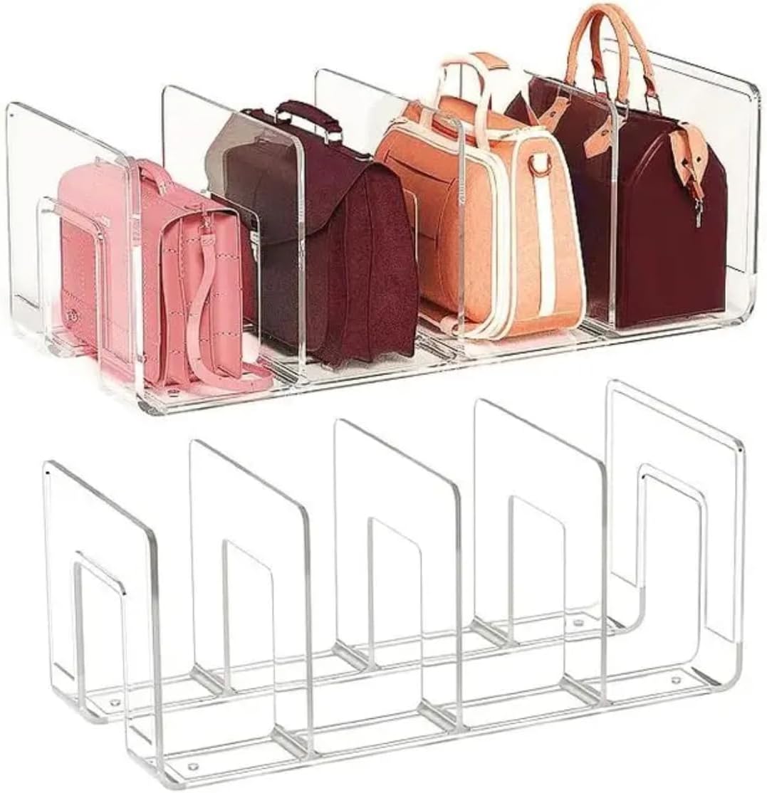 Amazon.com: Clear Plastic Purse Handbag Organizer 4 Sections Bag Closet ...
