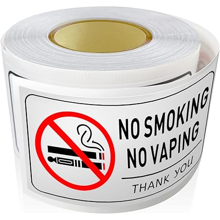 No Smoking No Vaping Sign 10 x 5 cm Self Adhesive No Smoking Vinyl ...