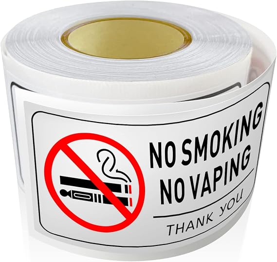 No Smoking No Vaping Sign 10 x 5 cm Self Adhesive No Smoking Vinyl ...