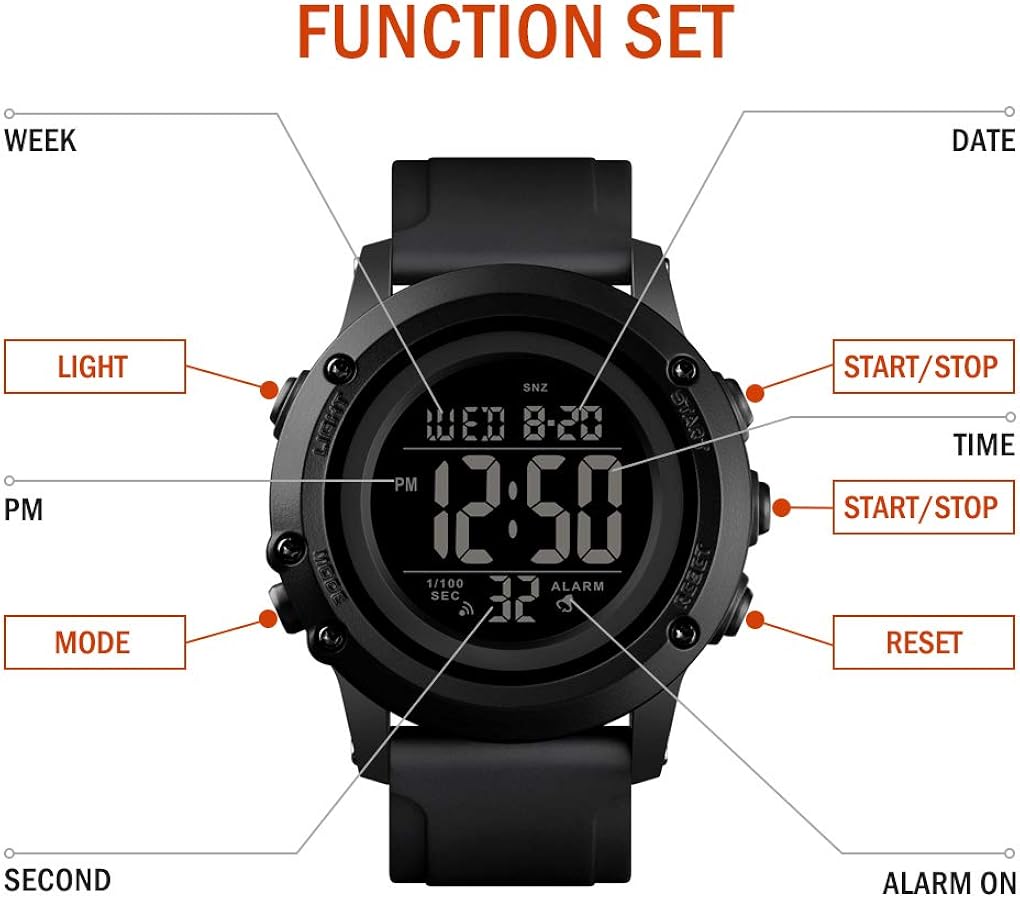 Amazon.com: Men's Digital Sports Watch Large Face Waterproof Wrist ...