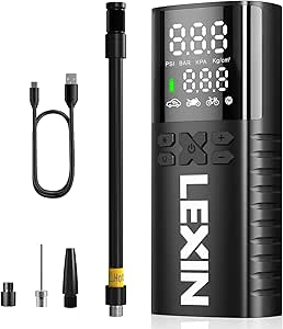 Amazon.com: LEXIN P4 Tire Inflator Portable Air Compressor, 150PSI Electric Air Pump for Car ...