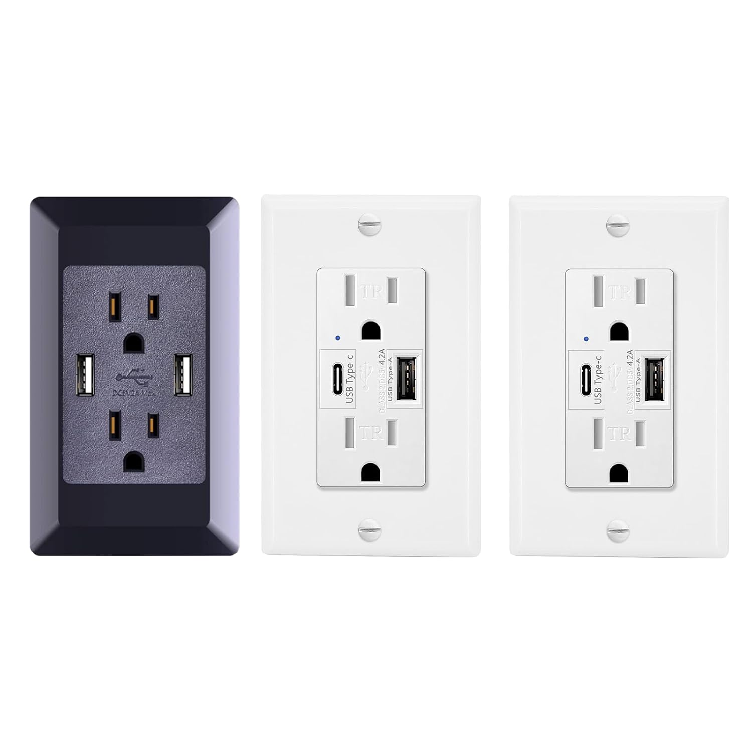 Type C Outlet on Wall,Greencycle 21W 4.2A 2 Port USB Wall Outlet,2PK ...