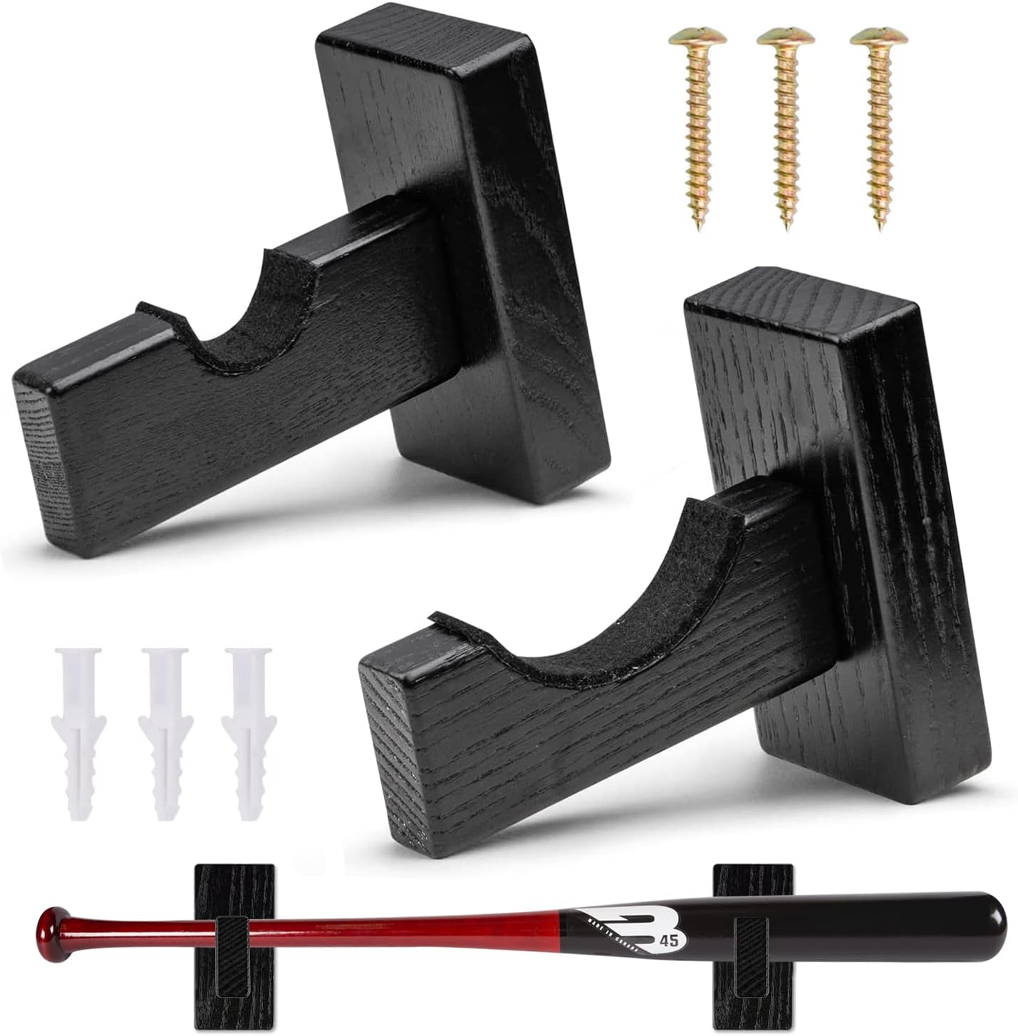 Amazon.com: Solid Wood Baseball Bat Display Case - Horizontal Rack ...