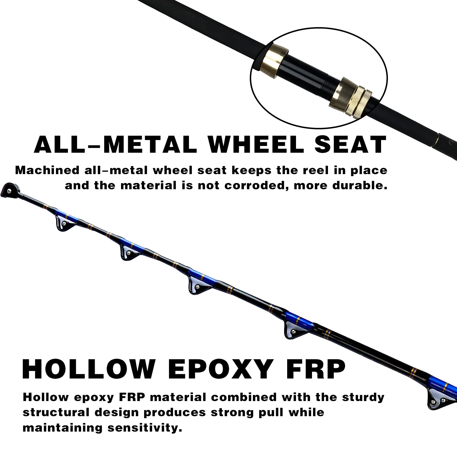 1-Piece Deep Sea Fishing Rods, Topline Tackle Saltwater Offshore Heavy ...