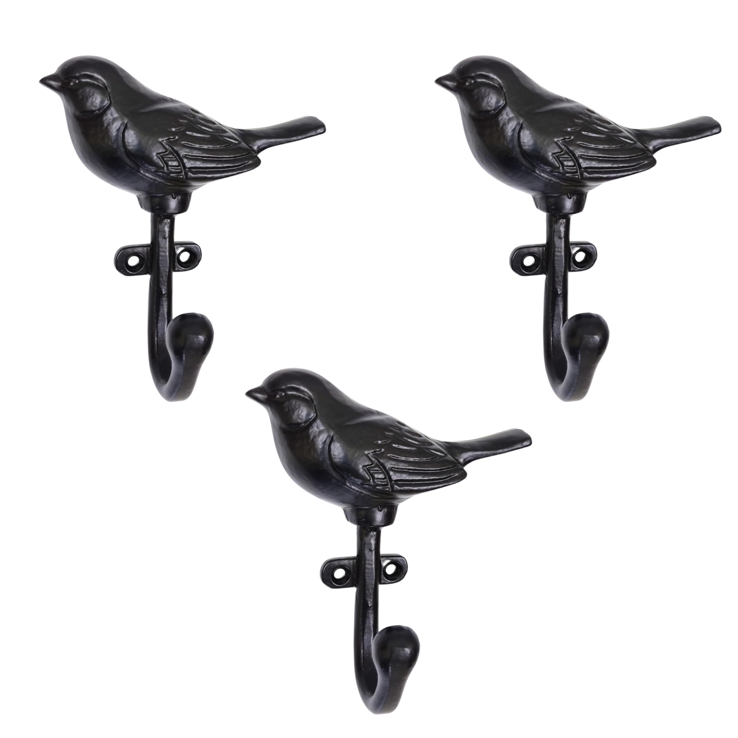 Amazon.com: AYZCORP Set of 3 Cast Iron Bird Shape Coat Hooks Wall Art ...