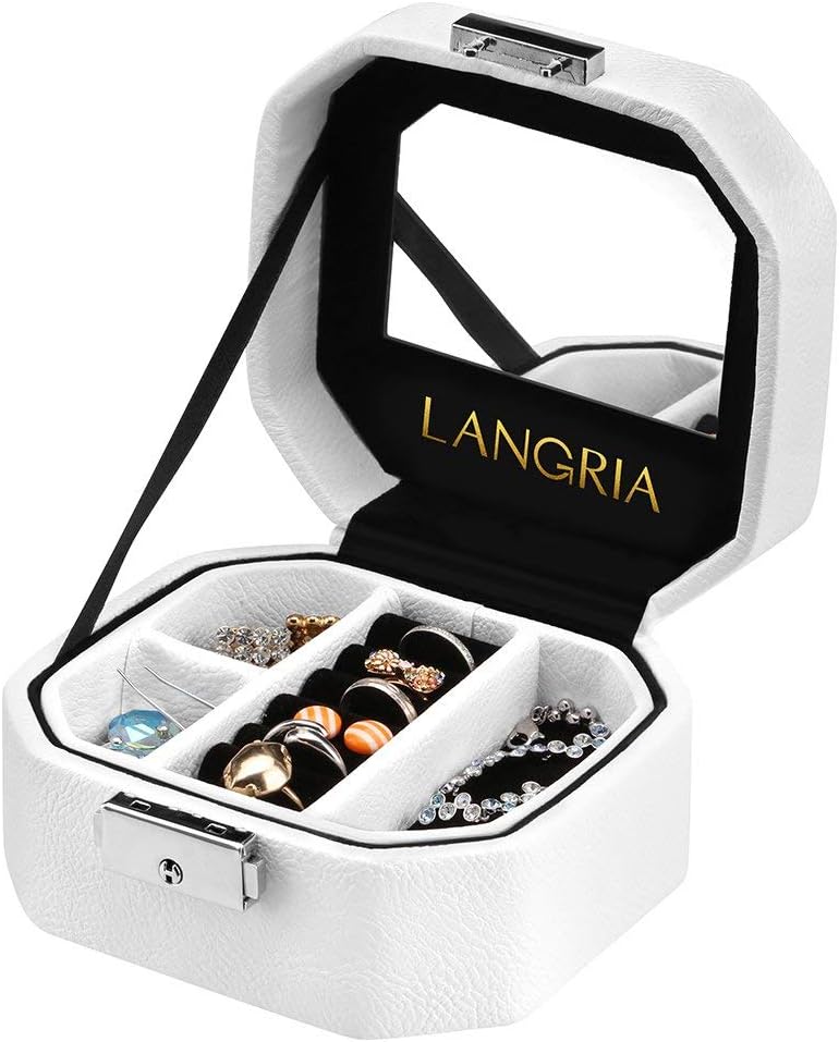 Amazon.com: LANGRIA Embossed Faux Leather Jewelry Box, Octagonal Shape ...