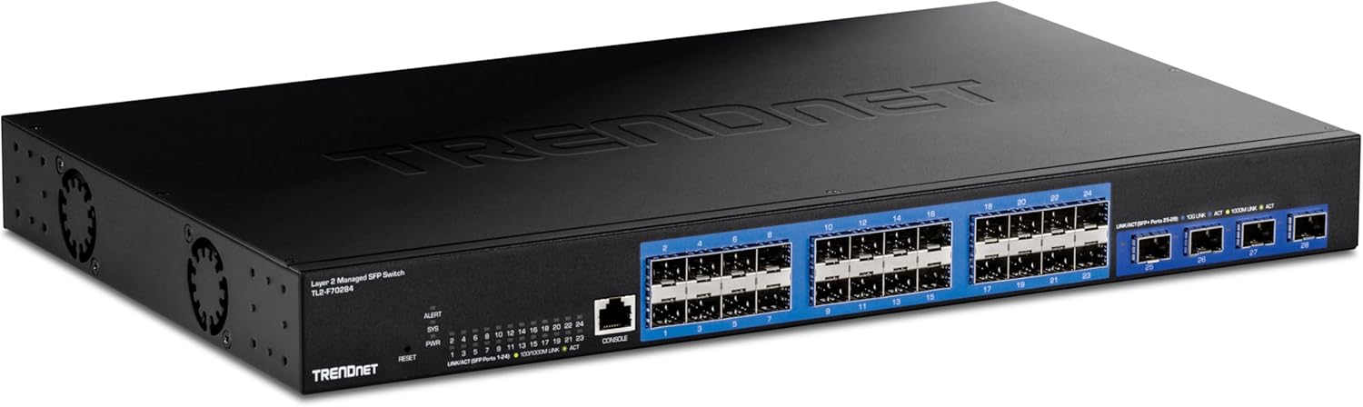 Amazon.com: TRENDnet 28-Port Layer 2 Managed SFP Switch with 10G SFP+ ...