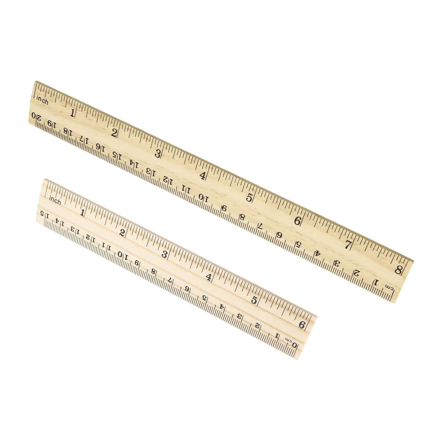 uxcell Wood Ruler 15cm 6 Inch & 20cm 8 Inch 2 Scale Office Rulers ...