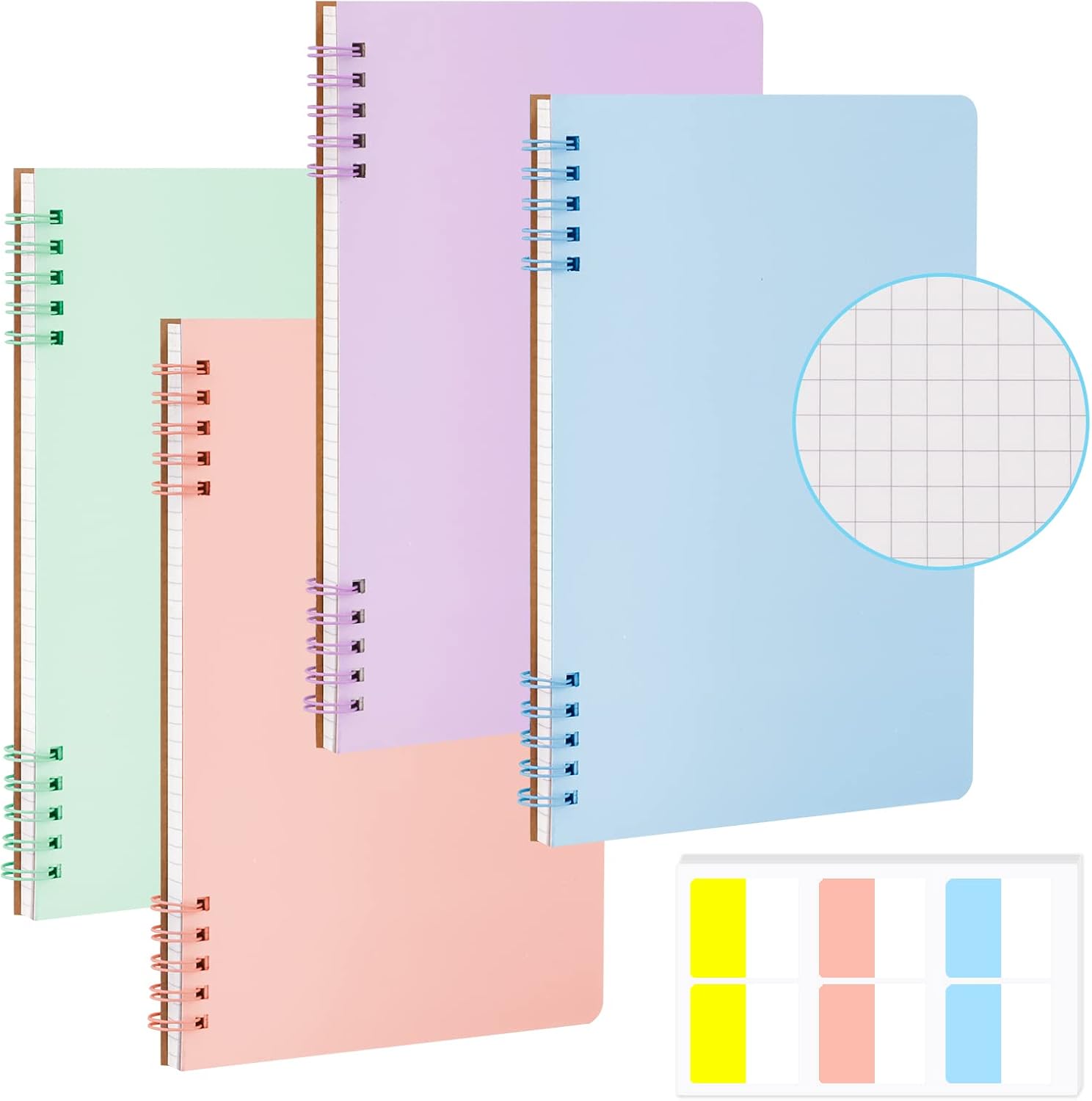 Graph Paper Notebooks Spiral Bound 4-Pack, A5 Grid Spiral Notebook ...