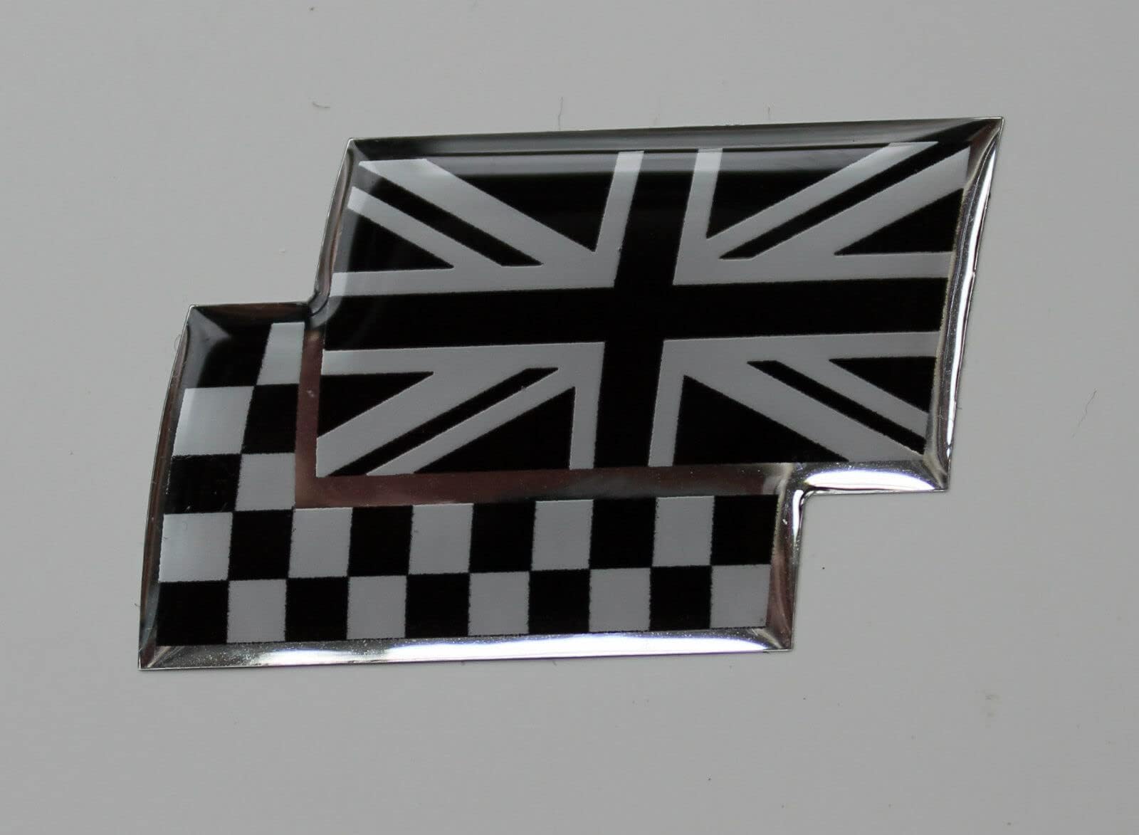UNION JACK/CHEQUERED FLAGS Sticker/Decal - CHROME/BLACK HIGH GLOSS ...